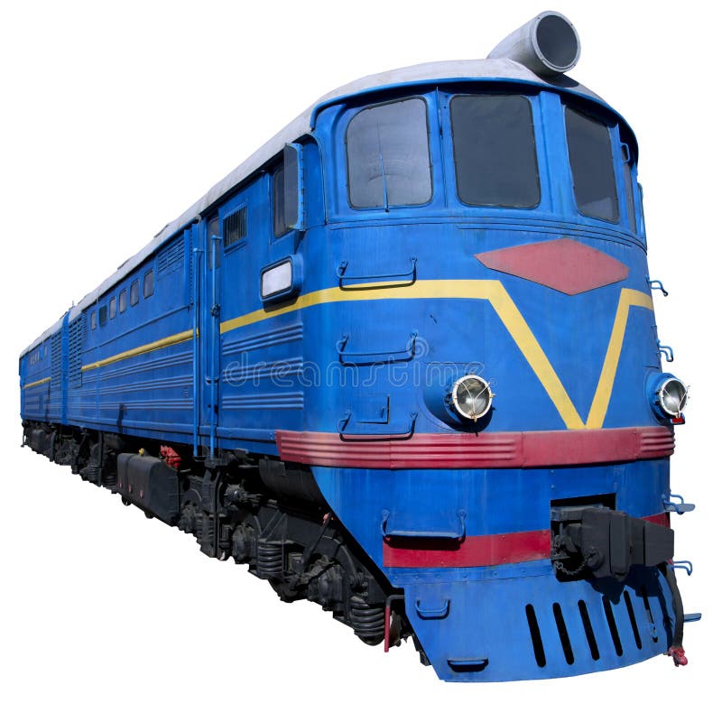 Blue Locomotive in Perspective Stock Photo - Image of diesel, blue ...