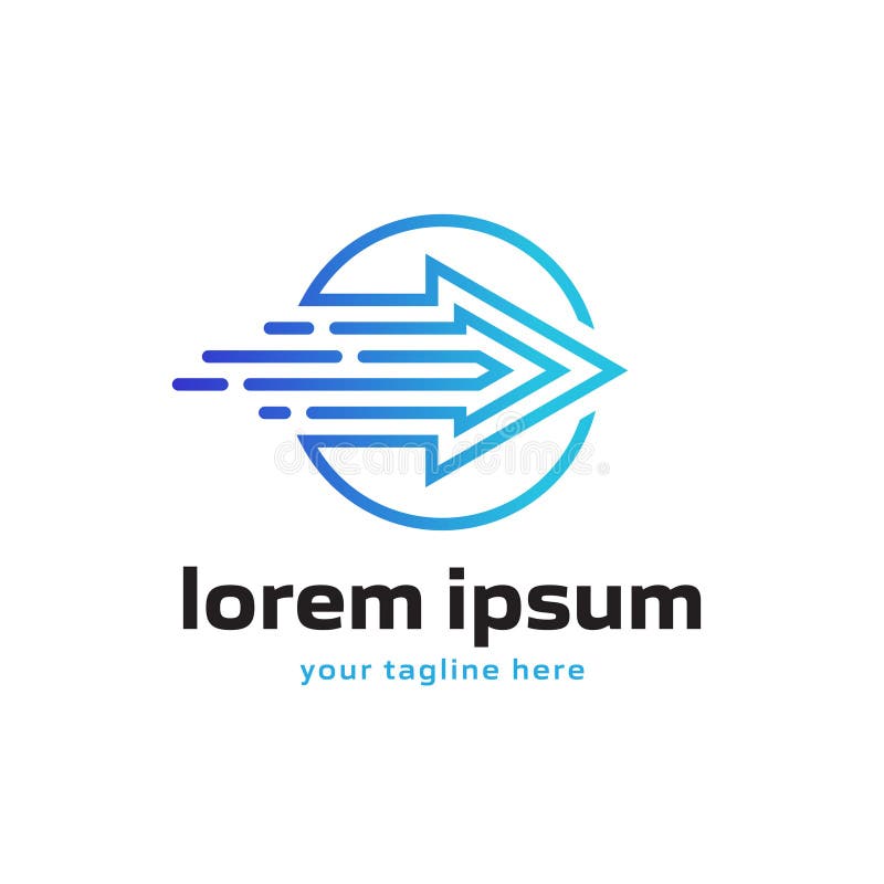 Blue Logo with an Arrow in a Circle Shape Stock Vector - Illustration of pointer, digital: 286261304