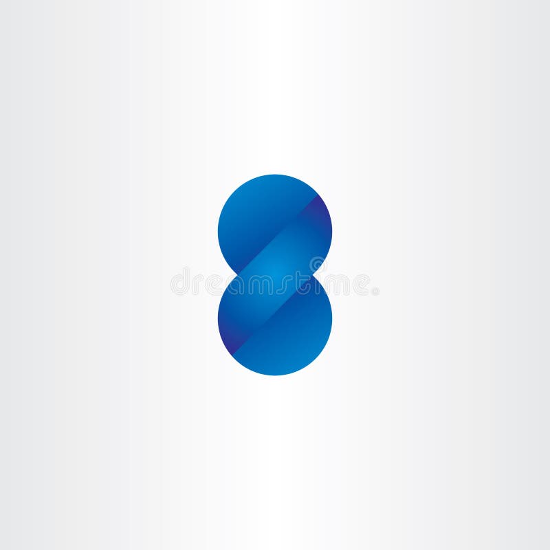 Blue Logo 3d Effect Number Eight Stock Vector - Illustration of line ...