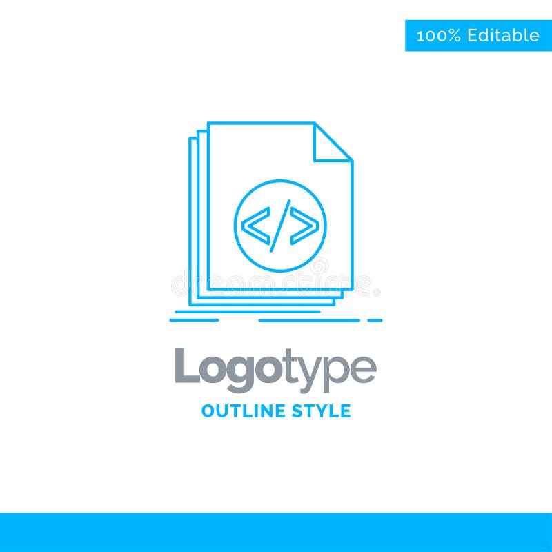 Blue Logo Design For Code Coding File Programming Script Bu Stock Vector Illustration Of