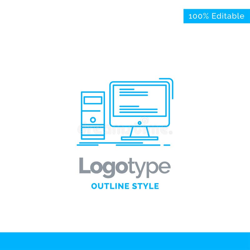 Blue Logo Design for Computer, Desktop, Gaming, Pc, Personal. Bu Stock ...
