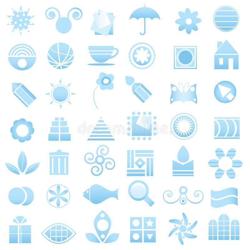 Blue Logo Elements Collection Stock Vector - Illustration of flourish ...