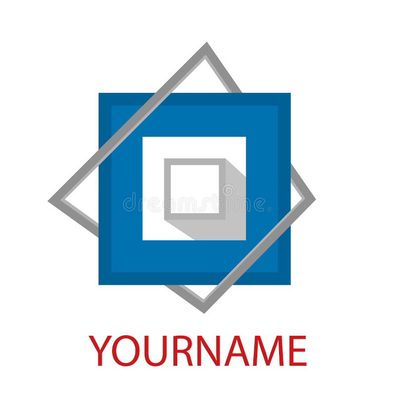 Blue Logo Square and Abstract Elements. Geometric Frame Stock Vector ...