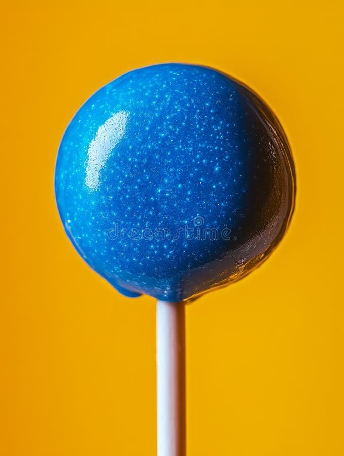 A Blue Lollipop on a Stick with a Bright Orange Background. Stock Image ...