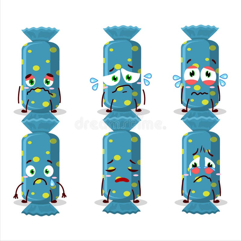 Blue Long Candy Package Cartoon Character with Sad Expression Stock ...