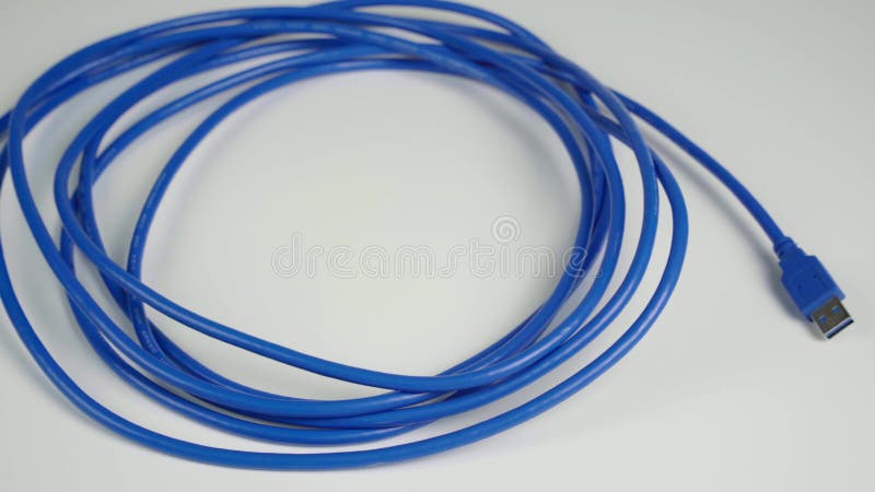 Blue Long USB 3.0 Cable for Connecting Camera and Computer Stock ...