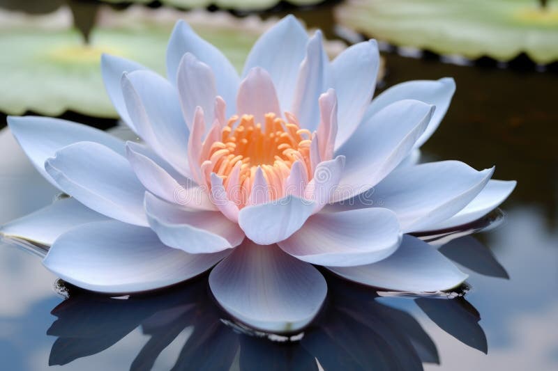 Blue Lotus Floating on a Calm Pond Stock Image - Image of flower, pond ...