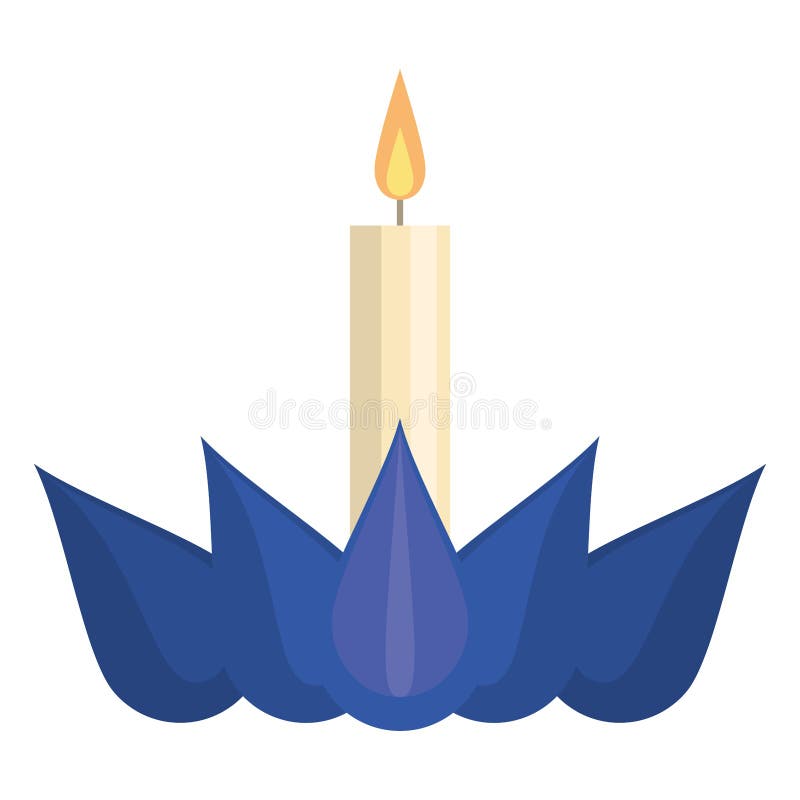 Blue Lotus Flower with Candle Stock Vector - Illustration of blue ...
