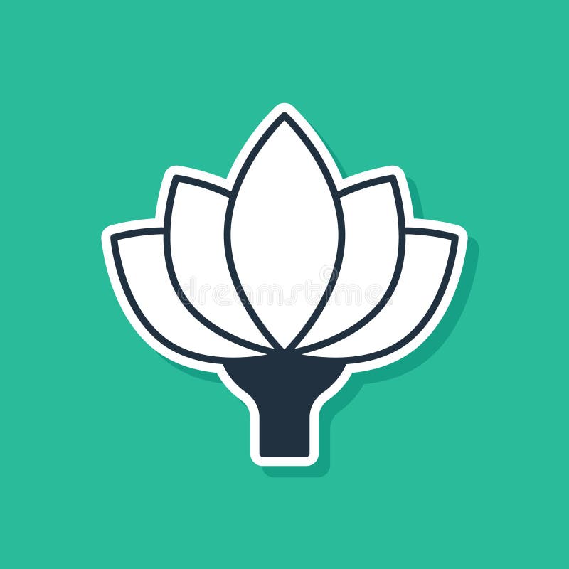 Blue Lotus Flower Icon Isolated on Green Background. Vector Stock ...