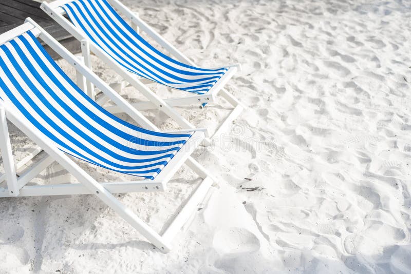Blue Lounge on the Beach, Summer Concept Stock Image - Image of relax ...