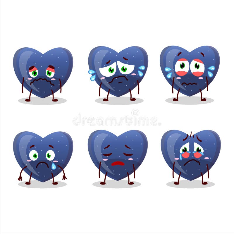 Blue Love Gummy Candy Cartoon Character with Sad Expression Stock ...