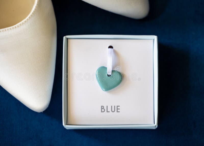 Blue Love Heart Pendent for Bride on Wedding Day Stock Image - Image of ...