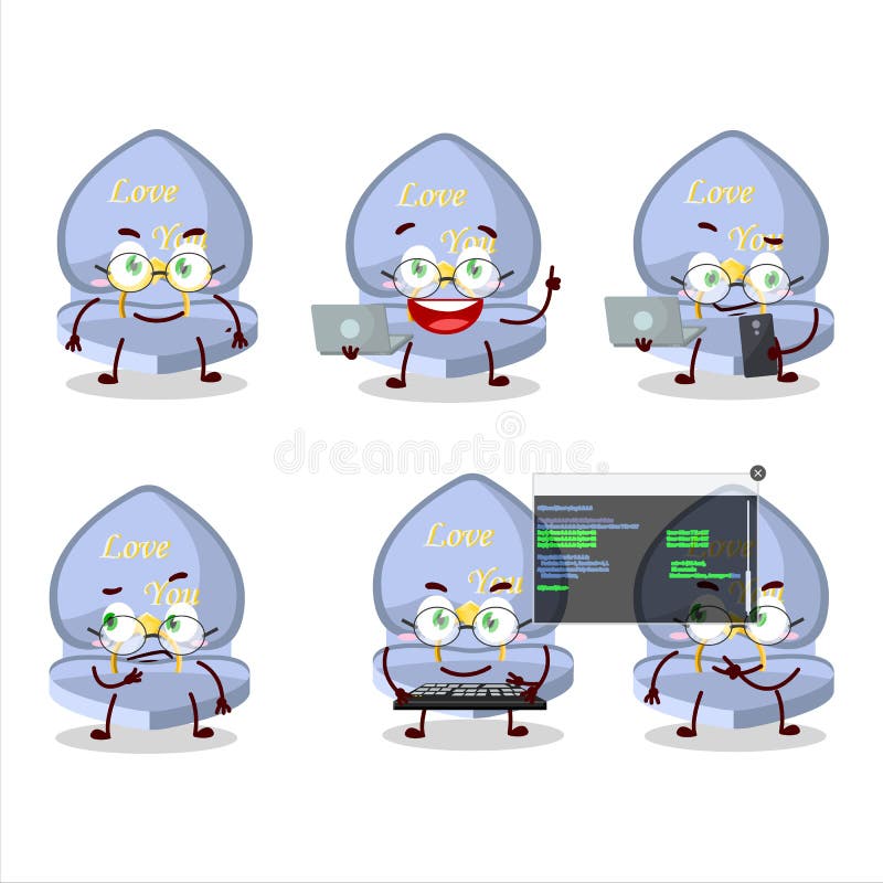 Blue Love Ring Box Programmer Cute Cartoon Character with Stock Vector ...