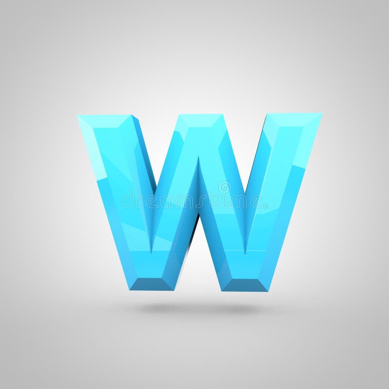 Blue Low Poly Alphabet Letter W Lowercase Isolated On White Background ...