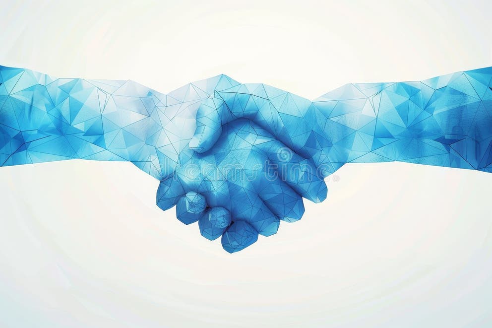 Blue Low Poly Connectivity Handshake - Essence of Partnerships and ...