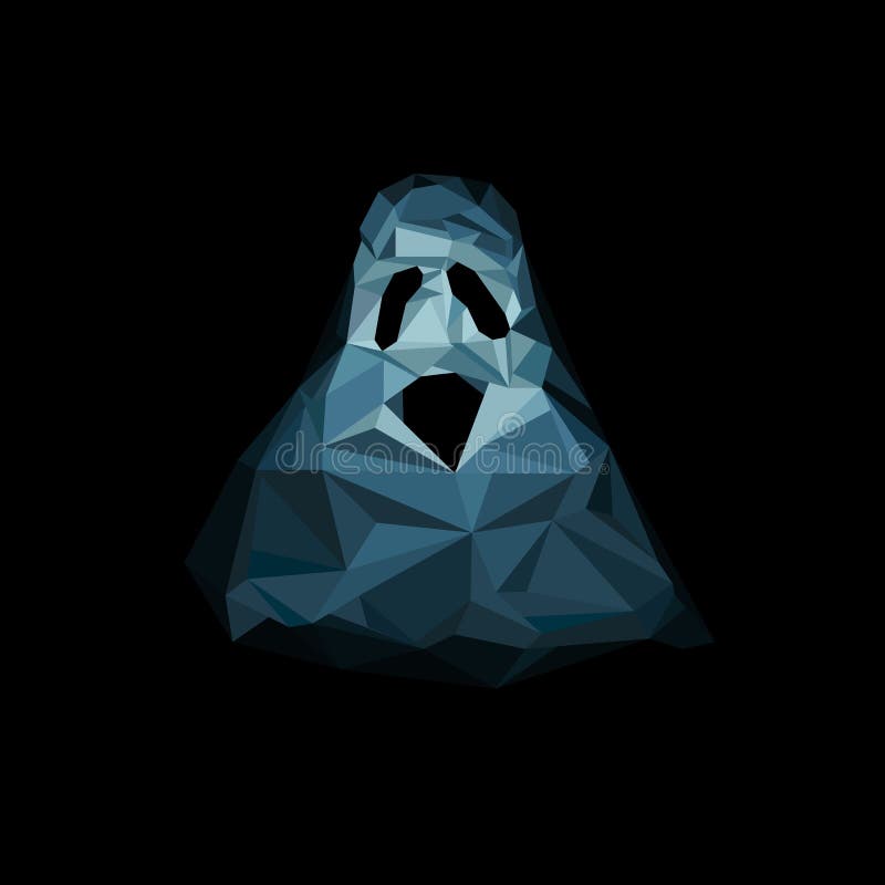 Blue Low Poly Style Ghost Halloween Illustration Stock Vector ...