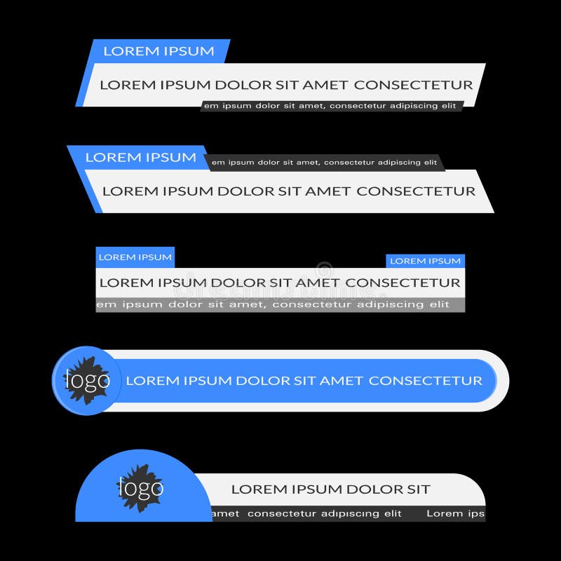 Set of blue lower third stock vector. Illustration of concept - 102541283