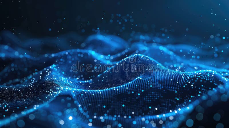 Blue Luminous Neon Particle Structure. Digital Cyberspace Futuristic ...