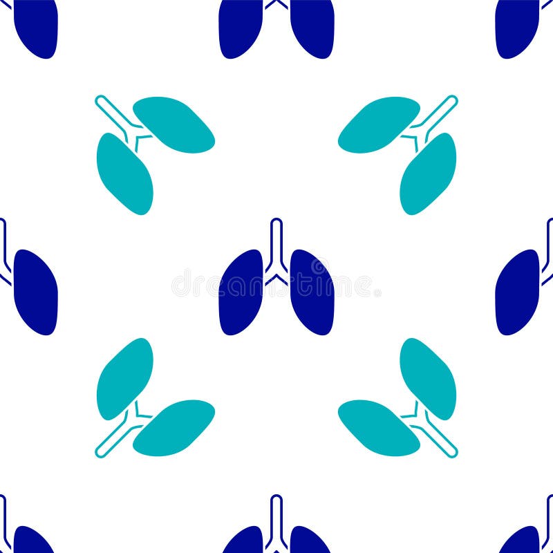 Blue Lungs Icon Isolated Seamless Pattern on White Background. Vector ...