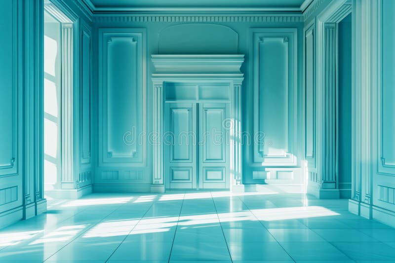 Blue Luxury Palace Interior Stock Illustration - Illustration of ...