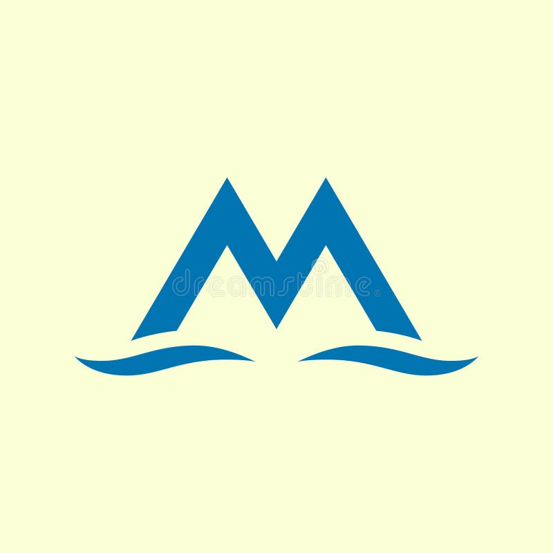 Blue M Letter Wave Style Business Logo Stock Illustration ...