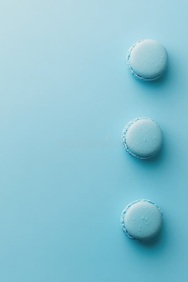 Blue Macarons Arranged on a Pastel Surface Creating a Visually ...