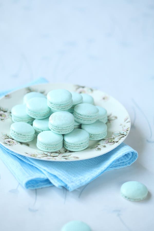 Blue Macarons stock photo. Image of macaroons, color - 61360362