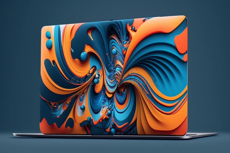 Blue MacBook Displaying a Colorful Digital Design for Web Design ...