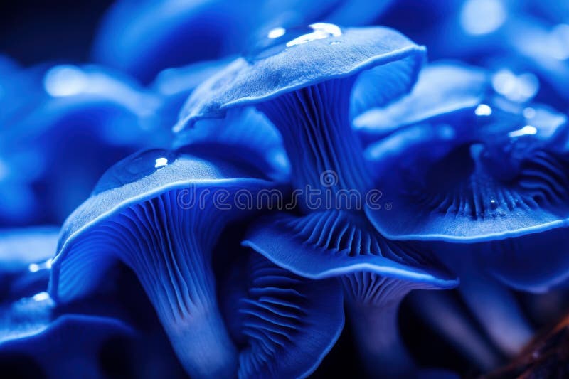 Blue Macro Pattern Mushroom. Generate Ai Stock Photo - Image of forest ...