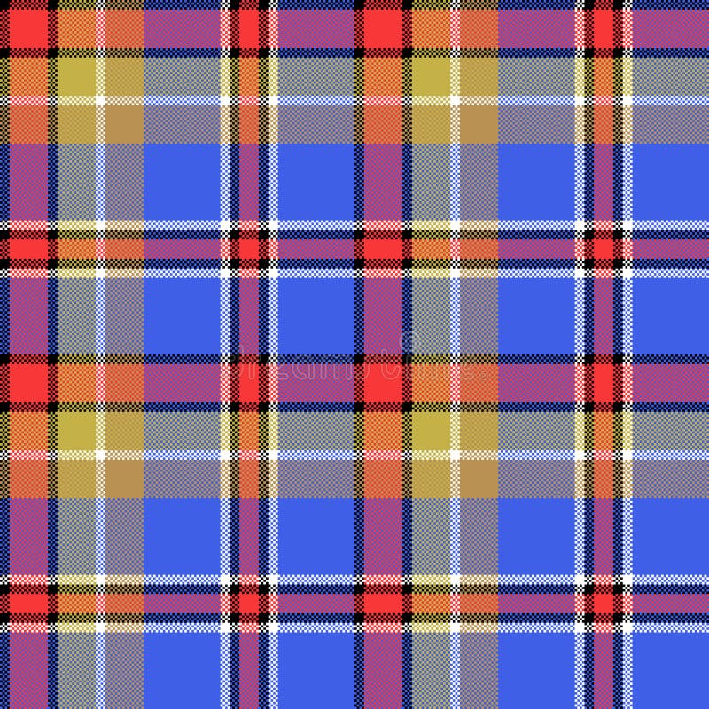 Blue Madras Diagonal Plaid Pixeled Seamless Pattern Stock Vector ...