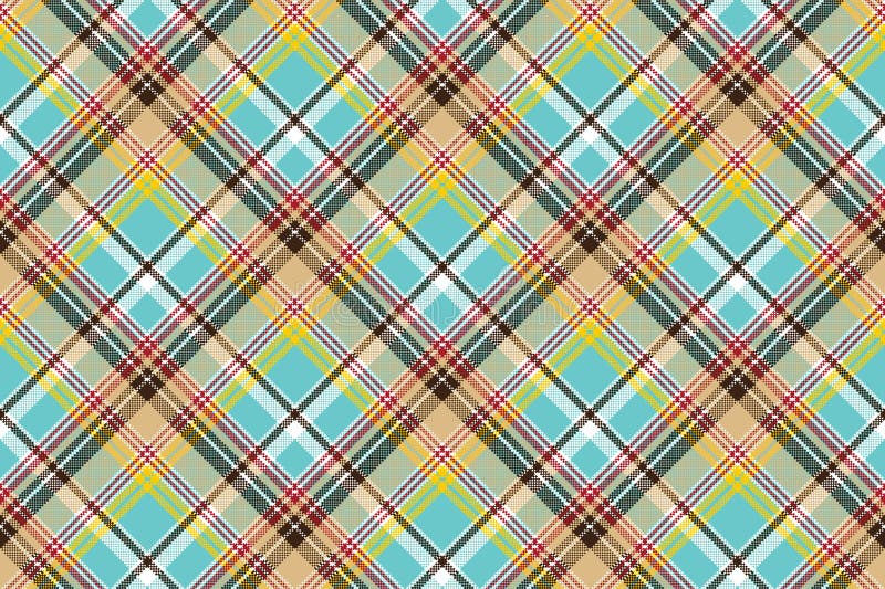 Blue Madras Pixel Texture Color Fabric Seamless Pattern Stock Vector ...
