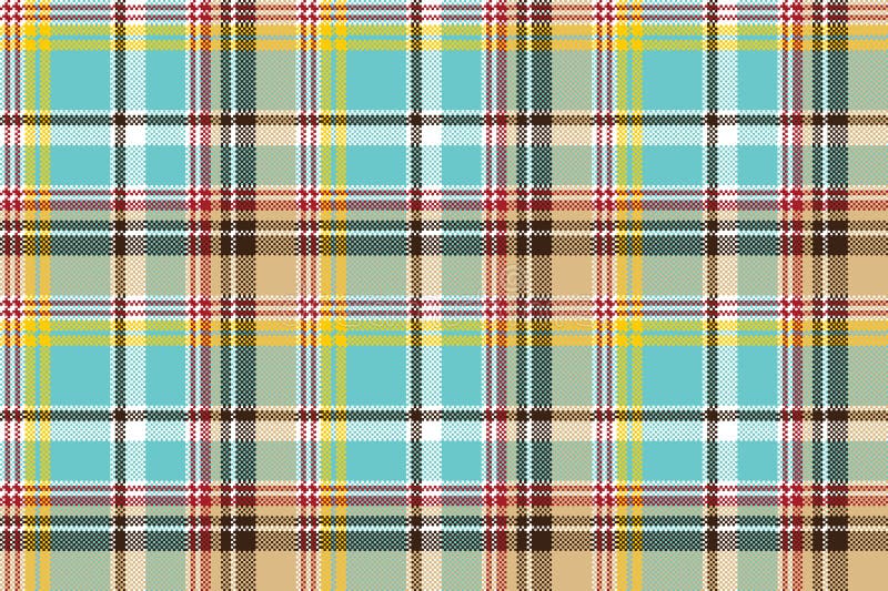 Blue Madras Pixel Texture Color Fabric Seamless Pattern Stock Vector ...