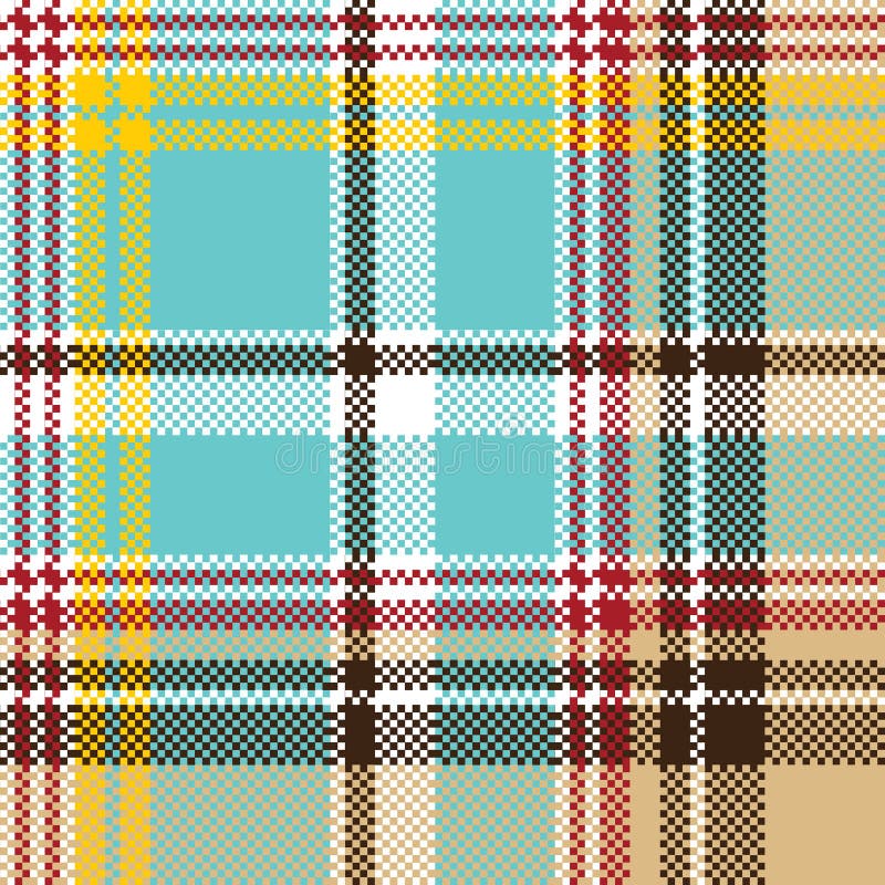 Blue Madras Pixel Texture Color Fabric Seamless Pattern Stock Vector ...