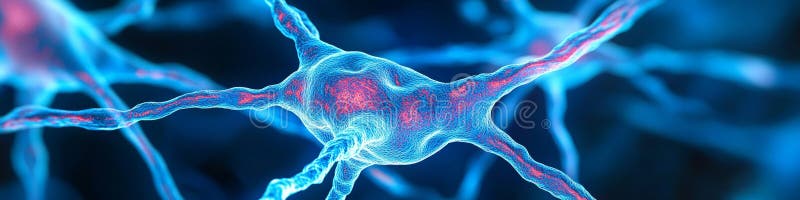 Blue and Magenta Network of Interconnected Neurons, Communication and ...