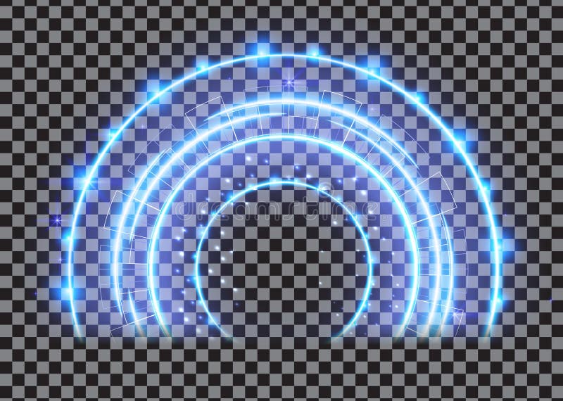 Blue Magic Arc. Abstract Magic Light Effect. Luminous Neon Arch Lines ...