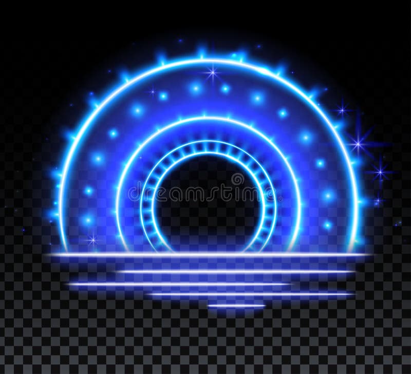 Blue Magic Arc. Abstract Magic Light Effect. Luminous Neon Arch Lines ...