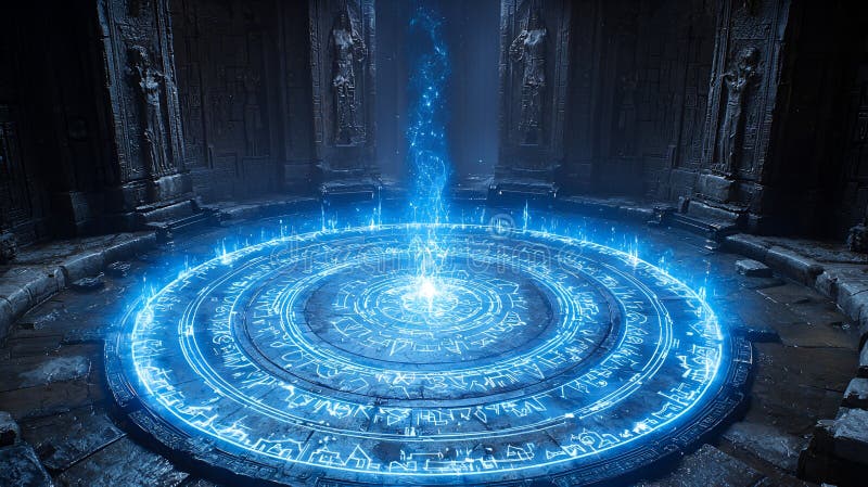Blue Magic Circle Ritual Ancient Temple Fantasy Game Stock Photo ...