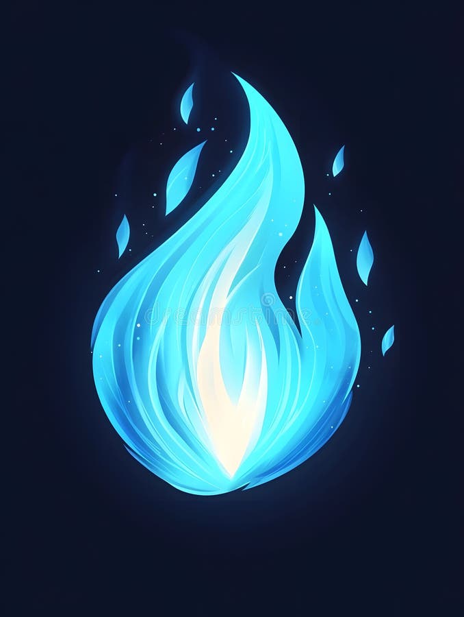 Blue Magic Fire Flame Burn Burning Icon Logo Symbol Stock Illustration ...