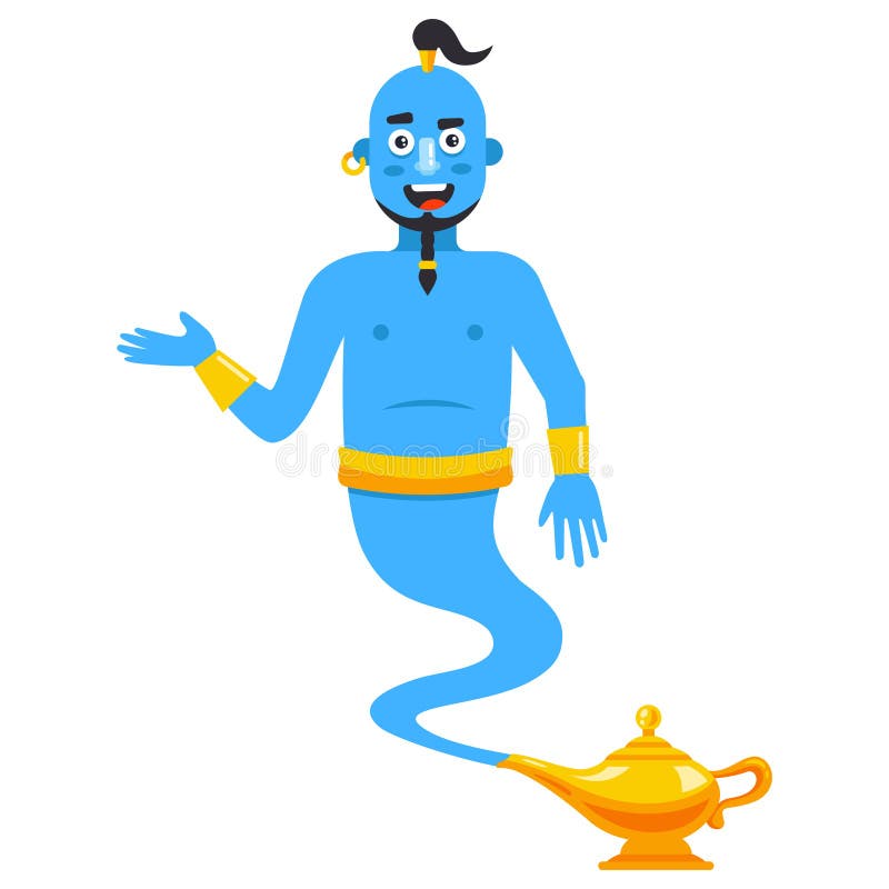 Blue Magic Genie from the Lamp. Stock Vector - Illustration of jinn ...