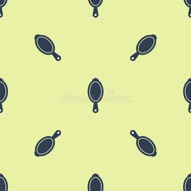 Blue Magic Hand Mirror Icon Isolated Seamless Pattern on Yellow ...
