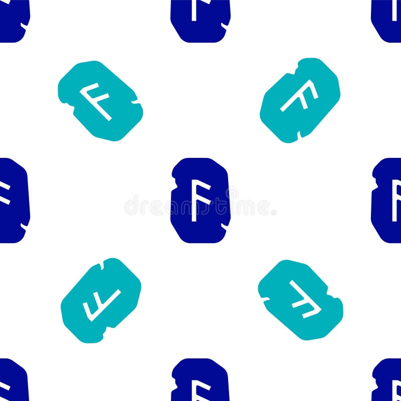 Blue Magic Rune Icon Isolated Seamless Pattern on White Background ...
