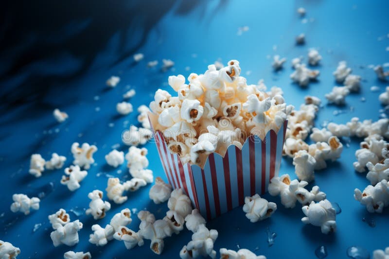 Blue Magic a Scattering of Popcorn on a Captivating Blue Stock ...