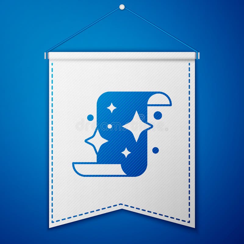 Blue Magic Scroll Icon Isolated on Blue Background. Decree, Paper ...