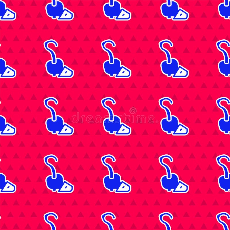 Blue Magic Staff Icon Isolated Seamless Pattern on Red Background ...