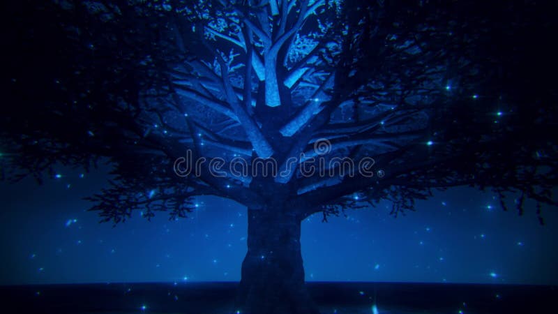 Blue Magic Tree by Night VJ Loop Motion Background Stock Footage ...