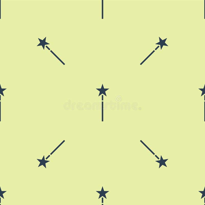 Blue Magic Wand Icon Isolated Seamless Pattern On Yellow Background ...