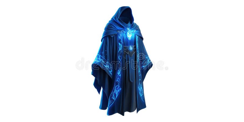 Blue Magical Cloak with Glowing Runes Isolated on Transparent ...