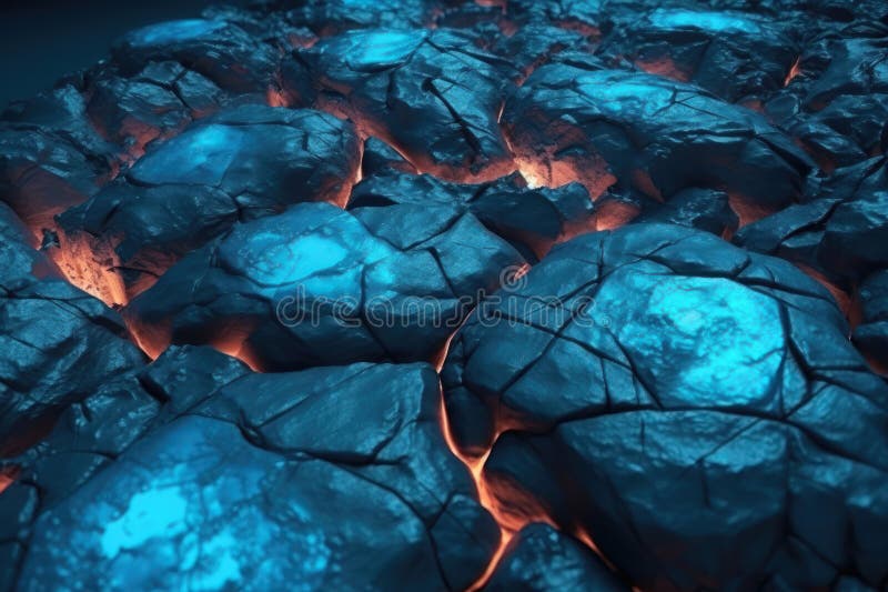 Blue Magma Rock Texture with Cracks. AI Generated Stock Illustration ...