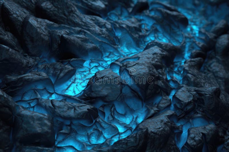 Blue Magma Rock Texture with Cracks. AI Generated Stock Illustration ...