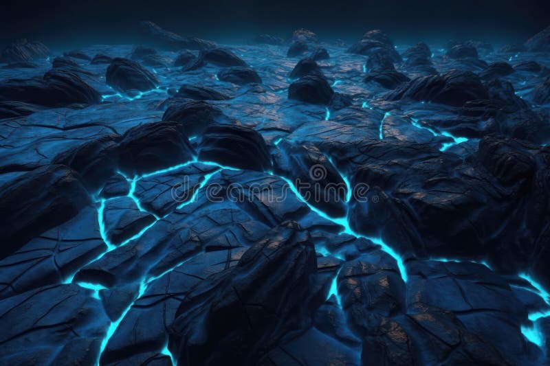 Blue Magma Rock Texture with Cracks. AI Generated Stock Illustration ...